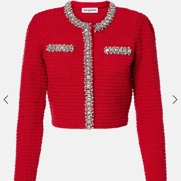 Self-Portrait | Jackets & Coats | Selfportrait Scarlet Tweed Jacket ...